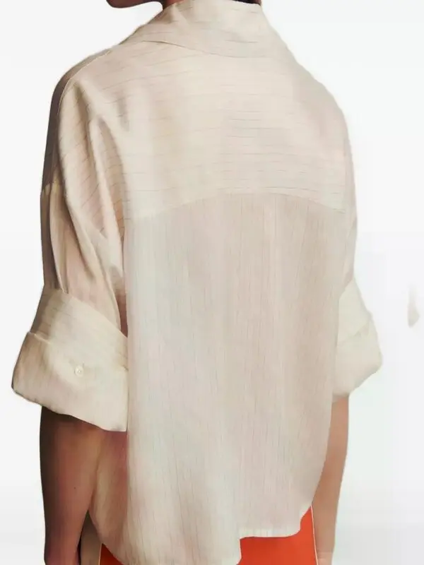 TWP Striped Cropped Shirt