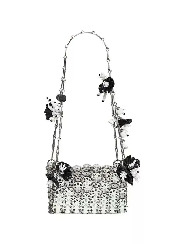 Rabanne Mini Flower-embellished Shoulder Bag - Silver