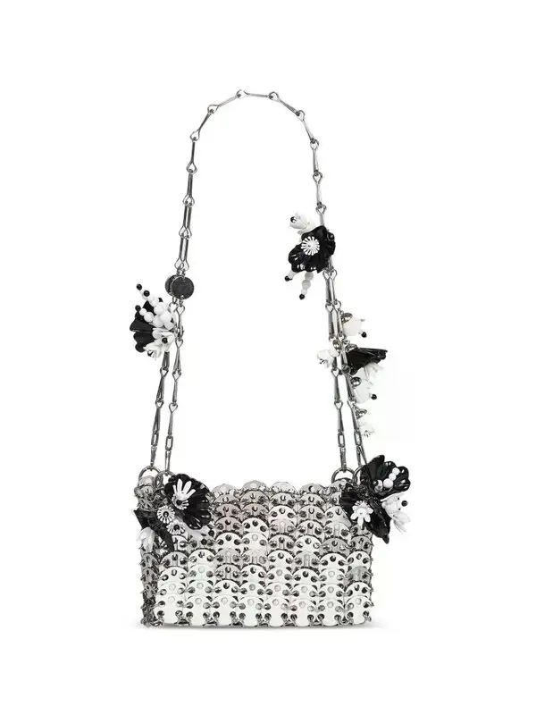 Rabanne Mini Flower-embellished Shoulder Bag - Silver
