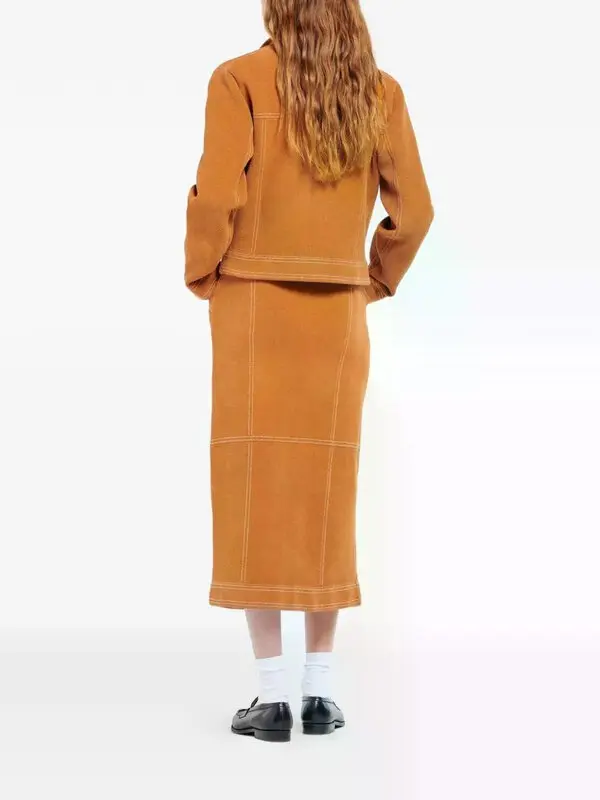 BARRIE Button-fastening Midi Skirt - Brown