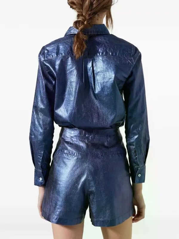 Lanhtropy Metallic Pleated Shorts - Blue