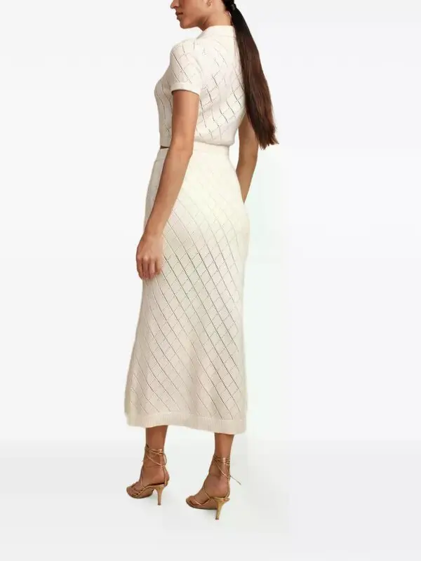 HEVRON Mia Diamond-pattern Midi Skirt - Neutrals