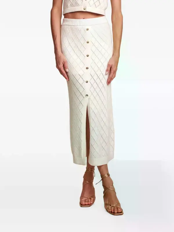 HEVRON Mia Diamond-pattern Midi Skirt - Neutrals