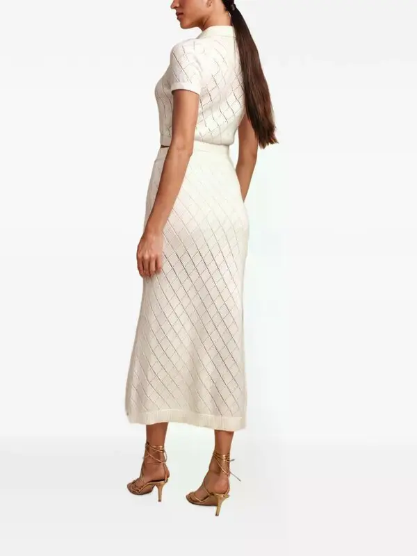 HEVRON Mia Diamond-pattern Midi Skirt - Neutrals