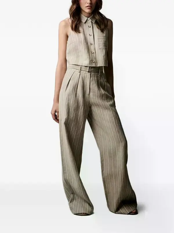 HEVRON Striped Pleated Trousers