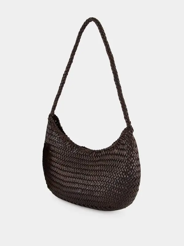 Dragon Diffusion Nova Luna Woven Leather Shoulder Bag - Brown