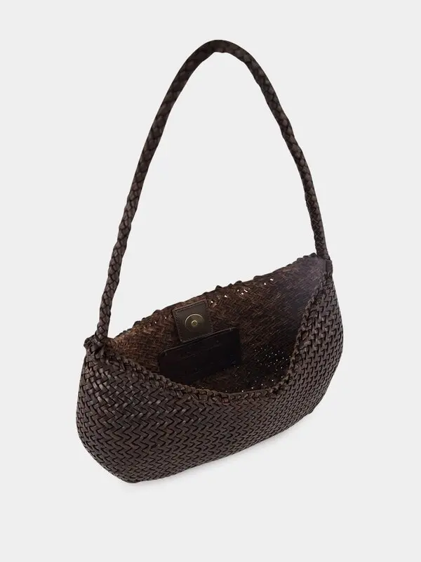 Dragon Diffusion Nova Luna Woven Leather Shoulder Bag - Brown