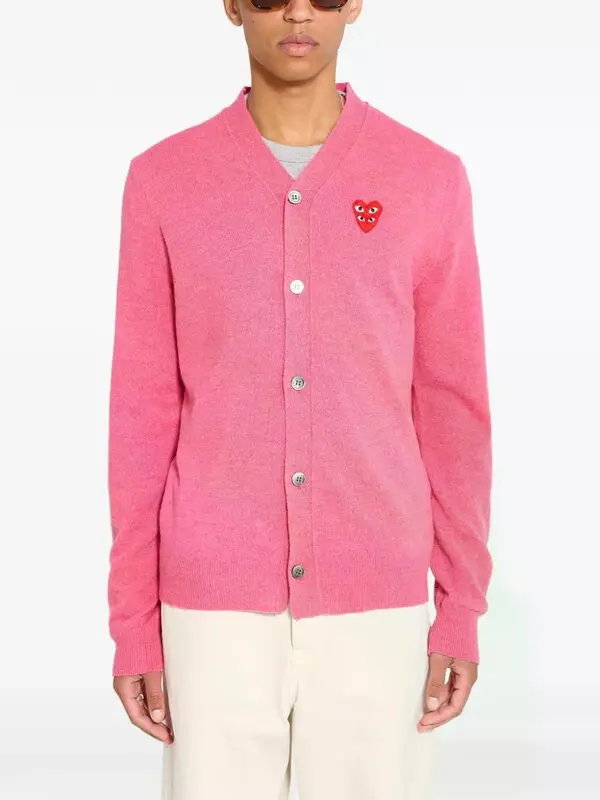 Comme Des Garçons Play Double Heart Cardigan - Pink