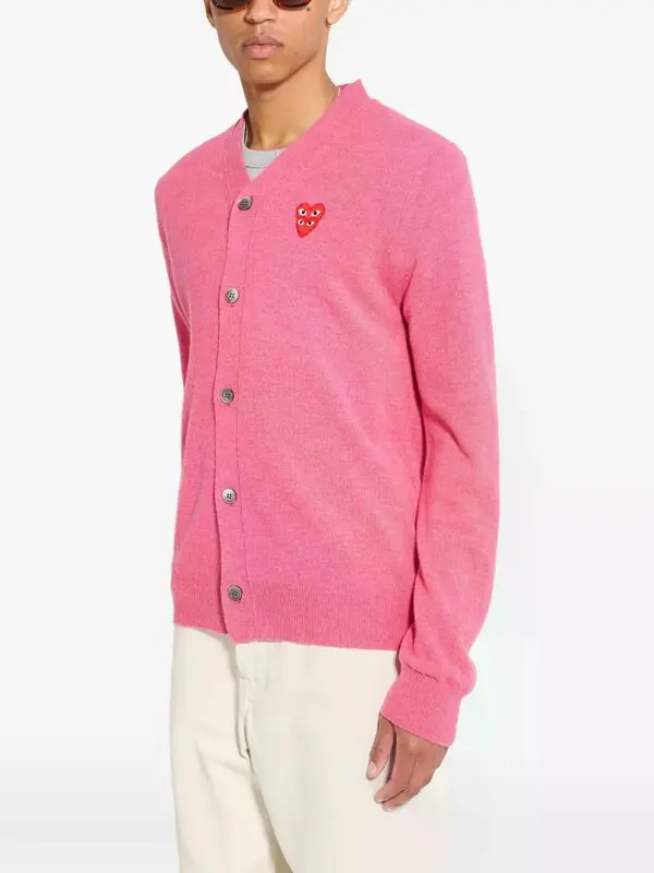Comme Des Garçons Play Double Heart Cardigan - Pink