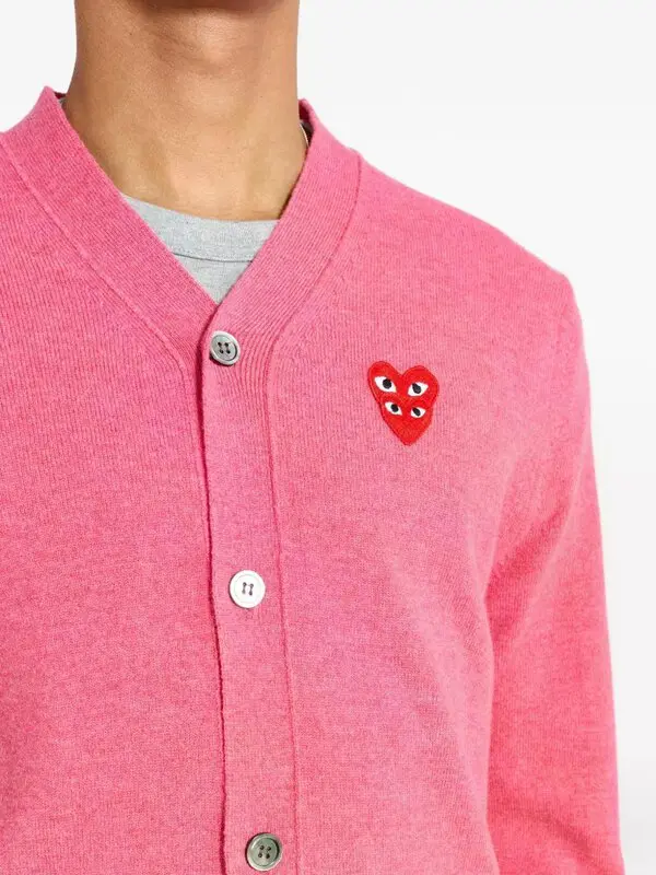 Comme Des Garçons Play Double Heart Cardigan - Pink