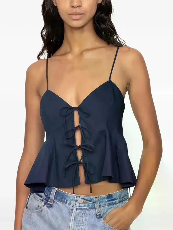 Sea Tie-fastening Peplum Top