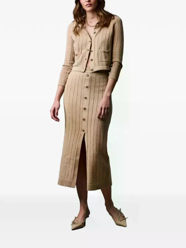 HEVRON Mia Pointelle-knit Skirt - Neutrals