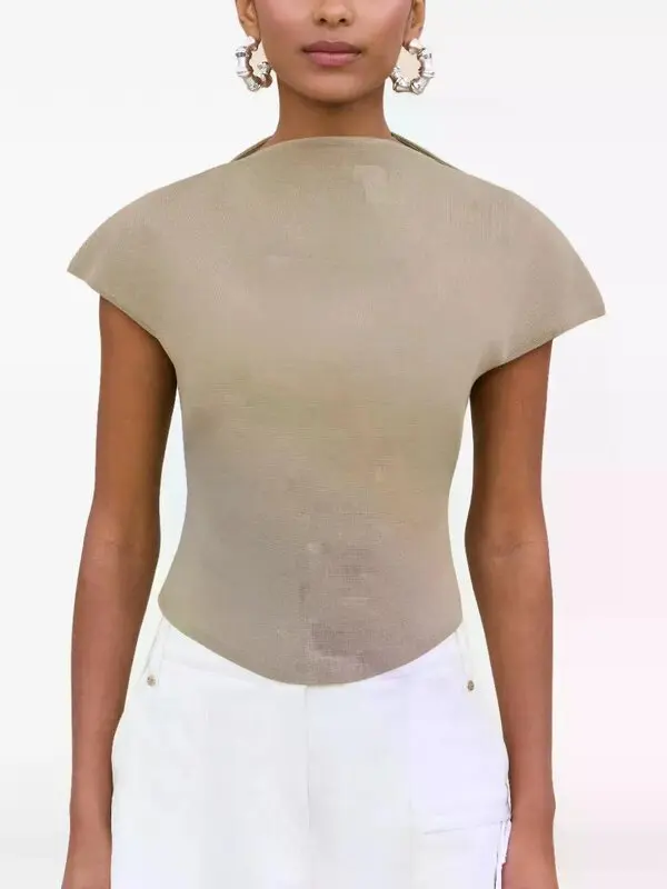 Cult Gaia Virginiana Curved-hem Cap-sleeve Top - Neutrals