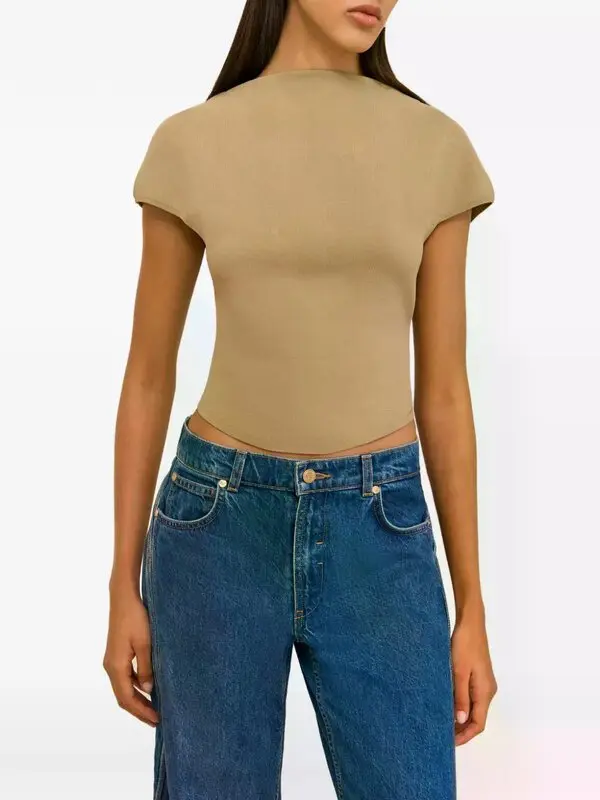 Cult Gaia Virginiana Curved-hem Cap-sleeve Top - Neutrals