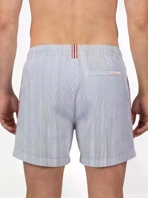 AMUNDSEN Striped Seersucker Swim Shorts - White
