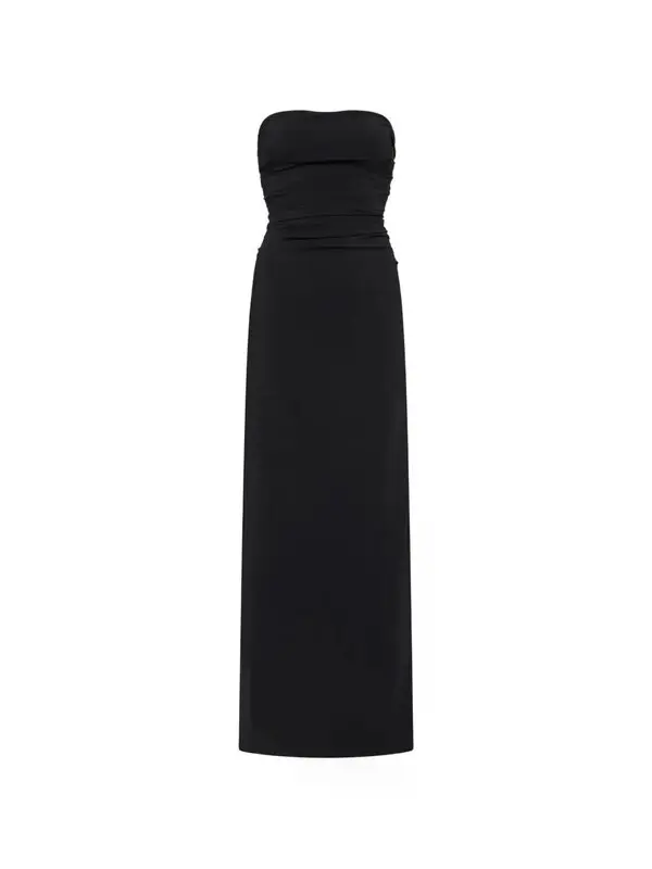 ST. AGNI Ruched Strapless Maxi Dress