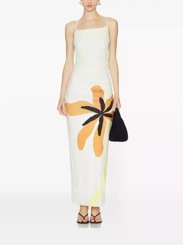 CALA DE LA CRUZ Kim Floral-print Ruched Dress