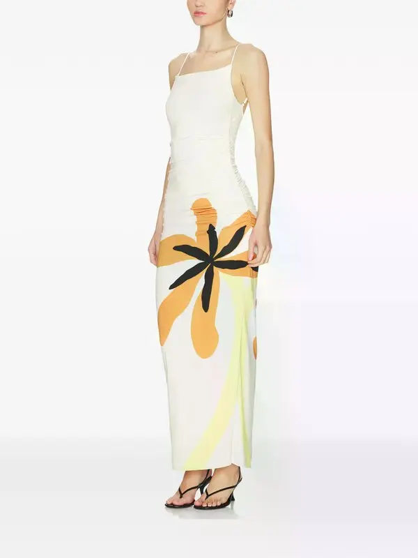CALA DE LA CRUZ Kim Floral-print Ruched Dress