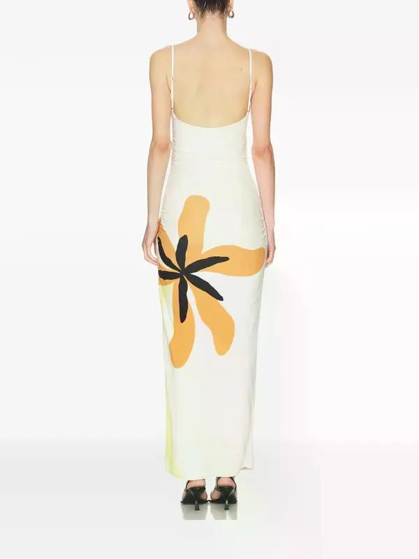 CALA DE LA CRUZ Kim Floral-print Ruched Dress