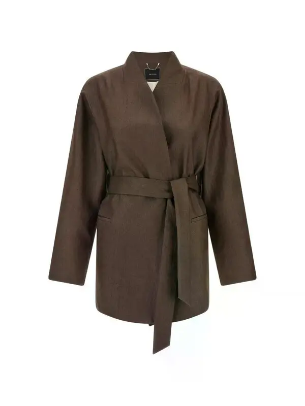 Kiton Belted Shawl-collar Jacket