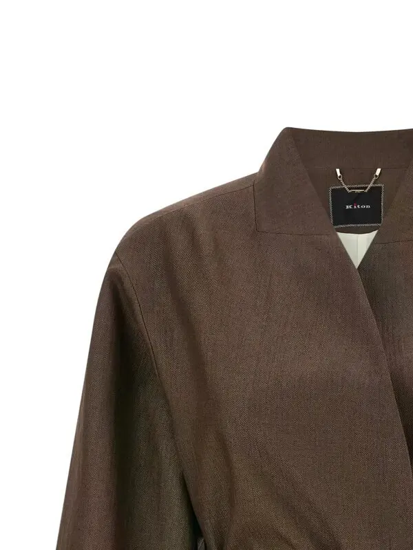 Kiton Belted Shawl-collar Jacket