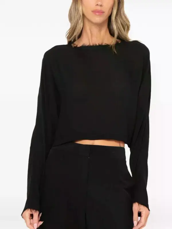JBQ Raw-cut Cropped Top - Black