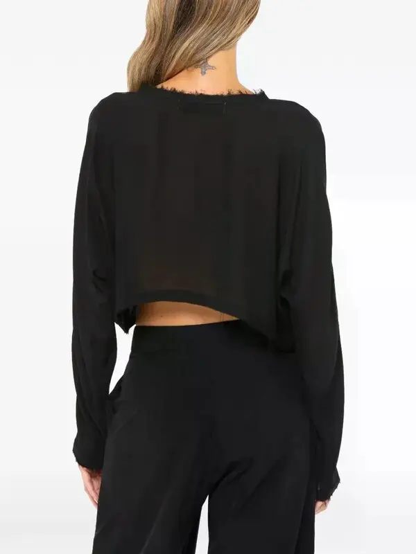 JBQ Raw-cut Cropped Top - Black