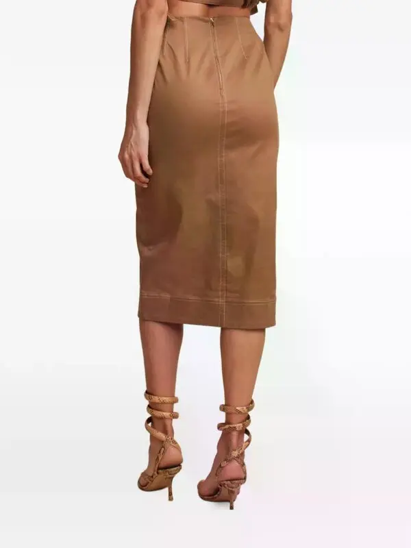 HEVRON Contrast-stitch Flap-pocket Midi Skirt