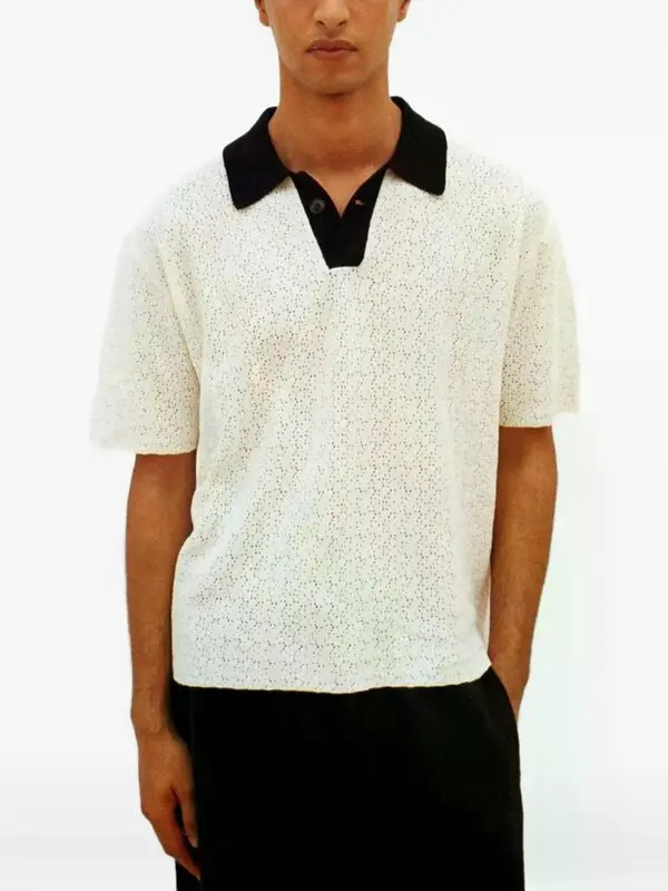 Commas Perforated Contrast-collar T-shirt
