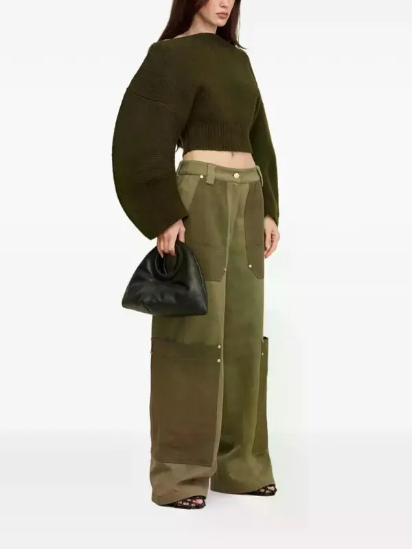 Cult Gaia Ella Balloon-sleeve Ribbed-knit Sweater - Green