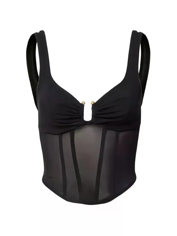 VIKTORIA & WOODS Mesh-paneled Corset Top