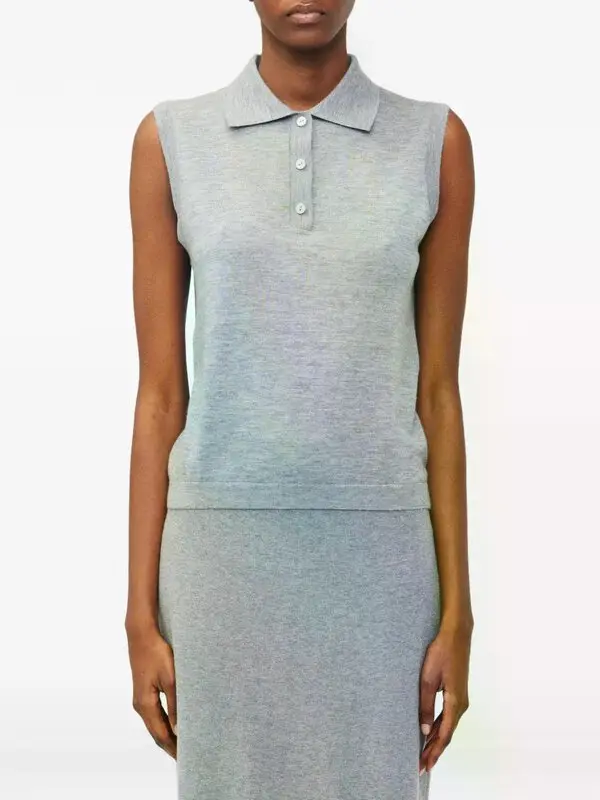 LISA YANG Lise Sleeveless Polo Top - Grey