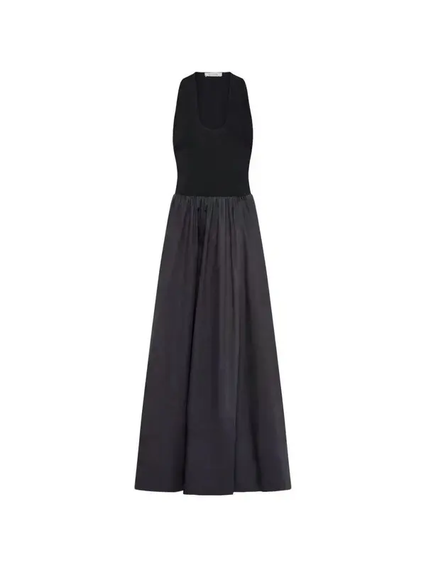 ST. AGNI Knitted-bodice Gathered Dress - Black