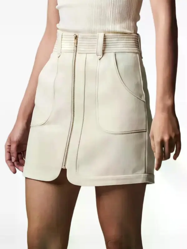 HEVRON Nora Zip-up Patch-pocket Mini Skirt