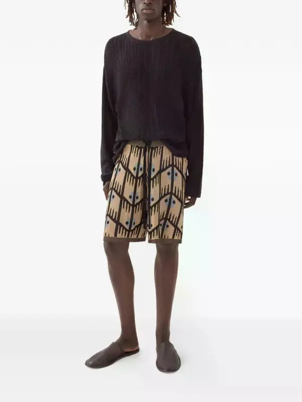 Commas Geometric Jacquard Knitted Shorts - Neutrals