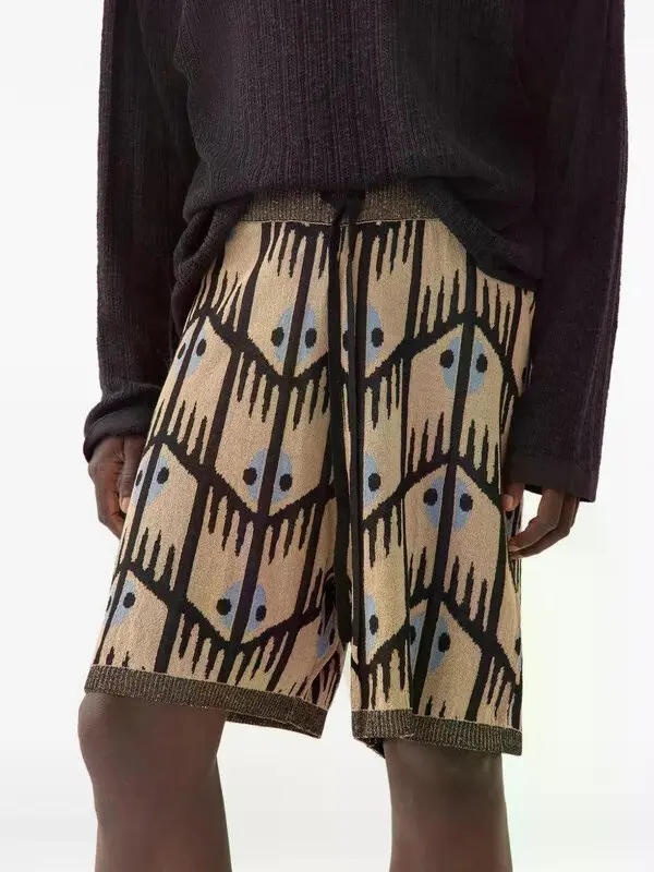Commas Geometric Jacquard Knitted Shorts - Neutrals