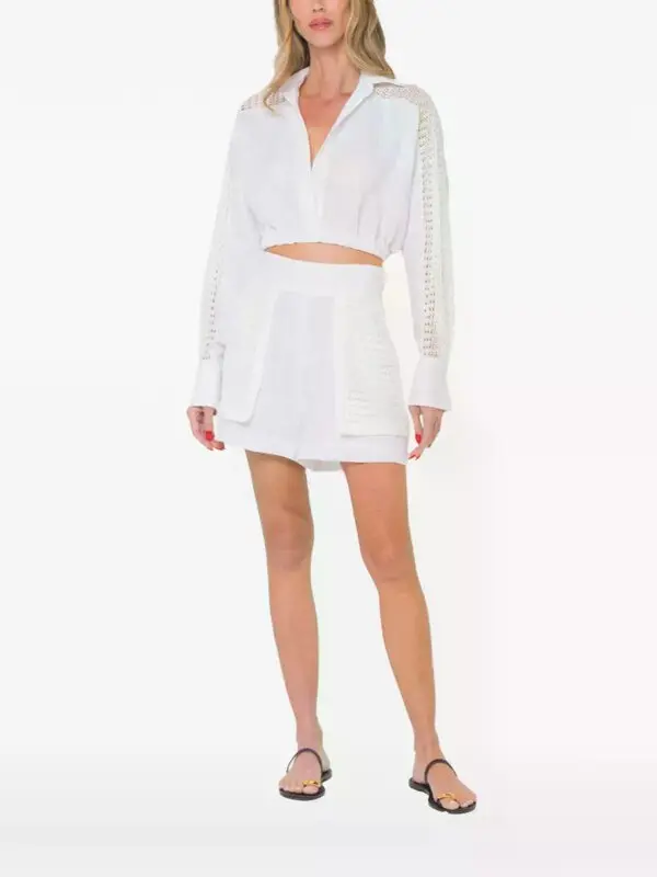 JBQ Elianne Open-knit Cropped Blouse
