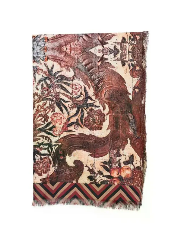 PIERRE-LOUIS MASCIA Aloeuw Floral-print Scarf - Brown