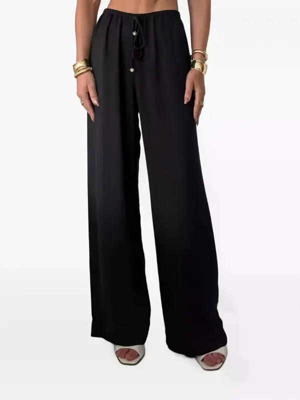 TAYLOR Pearl-embellished Drawstring Wide Leg Trousers