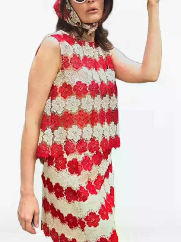 Miguelina Dupree Floral-lace Tie-back Top
