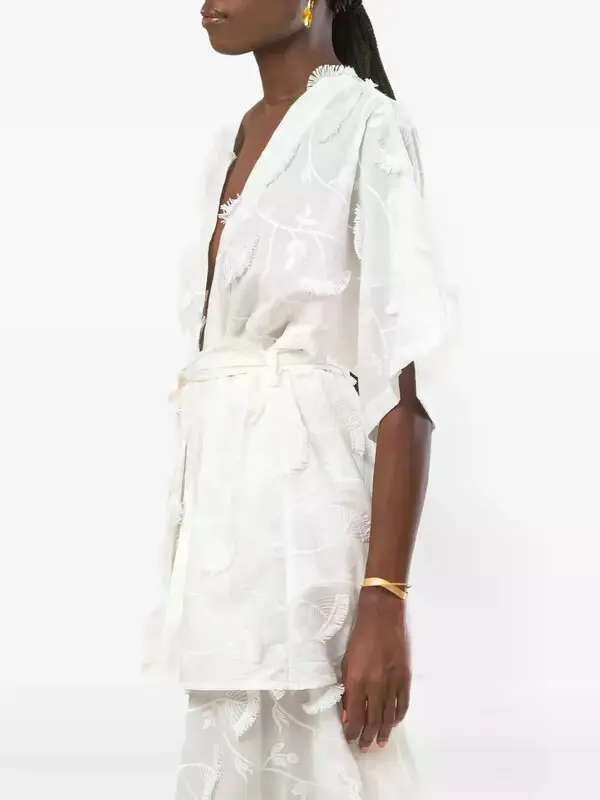 DIARRABLU Cabana Embroidered Fringed Kimono - White