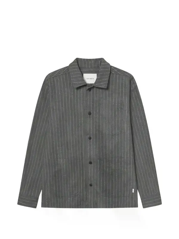 LES DEUX Layton Pinstriped Patch-pocket Shirt - Grey