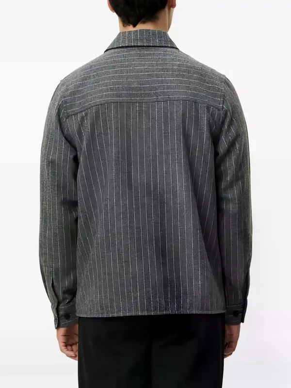 LES DEUX Layton Pinstriped Patch-pocket Shirt - Grey