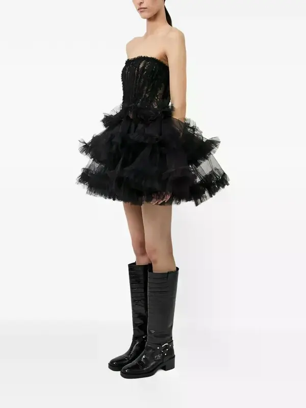 AKNVAS Ruffled Lace-overlay Dress