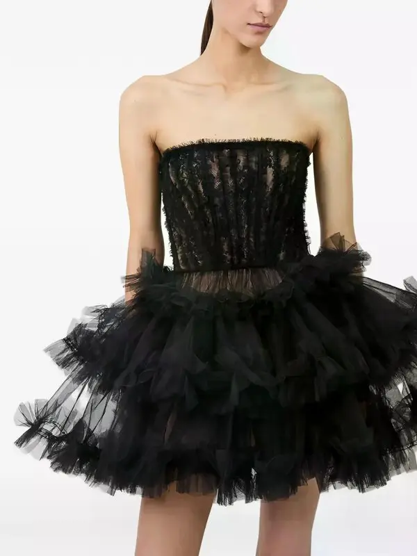 AKNVAS Ruffled Lace-overlay Dress