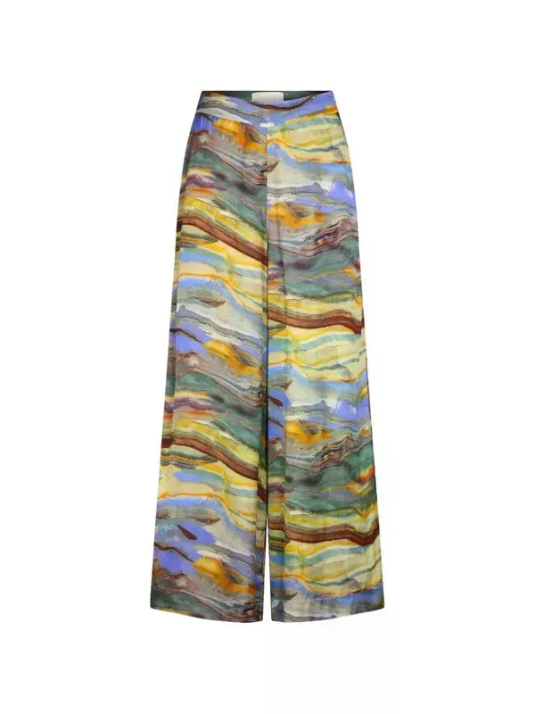 Carolina K Marble-print Palazzo Pants