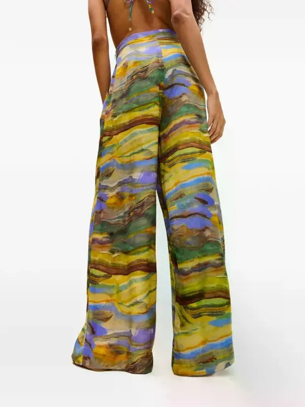 Carolina K Marble-print Palazzo Pants