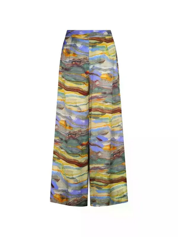 Carolina K Marble-print Palazzo Pants