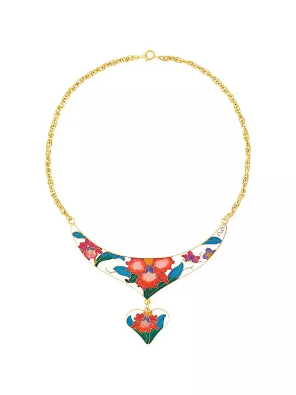 SUSAN CAPLAN 1980 Cloisonne Necklace - White