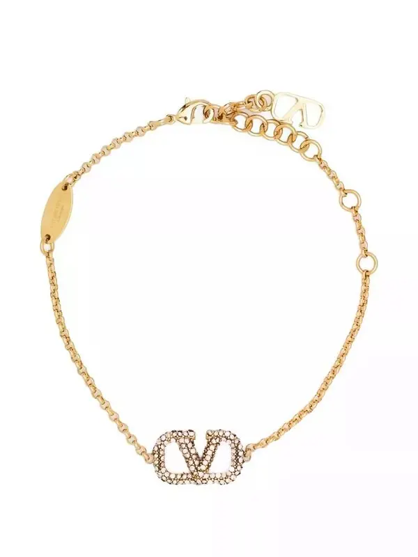 Valentino Garavani Vlogo Signature Crystal-embellished Bracelet - Gold